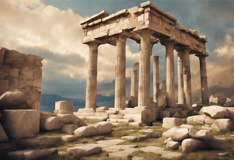 Ancient Greek Ruins Digital Backdrop Bundle - Mythical Aesthetic ...