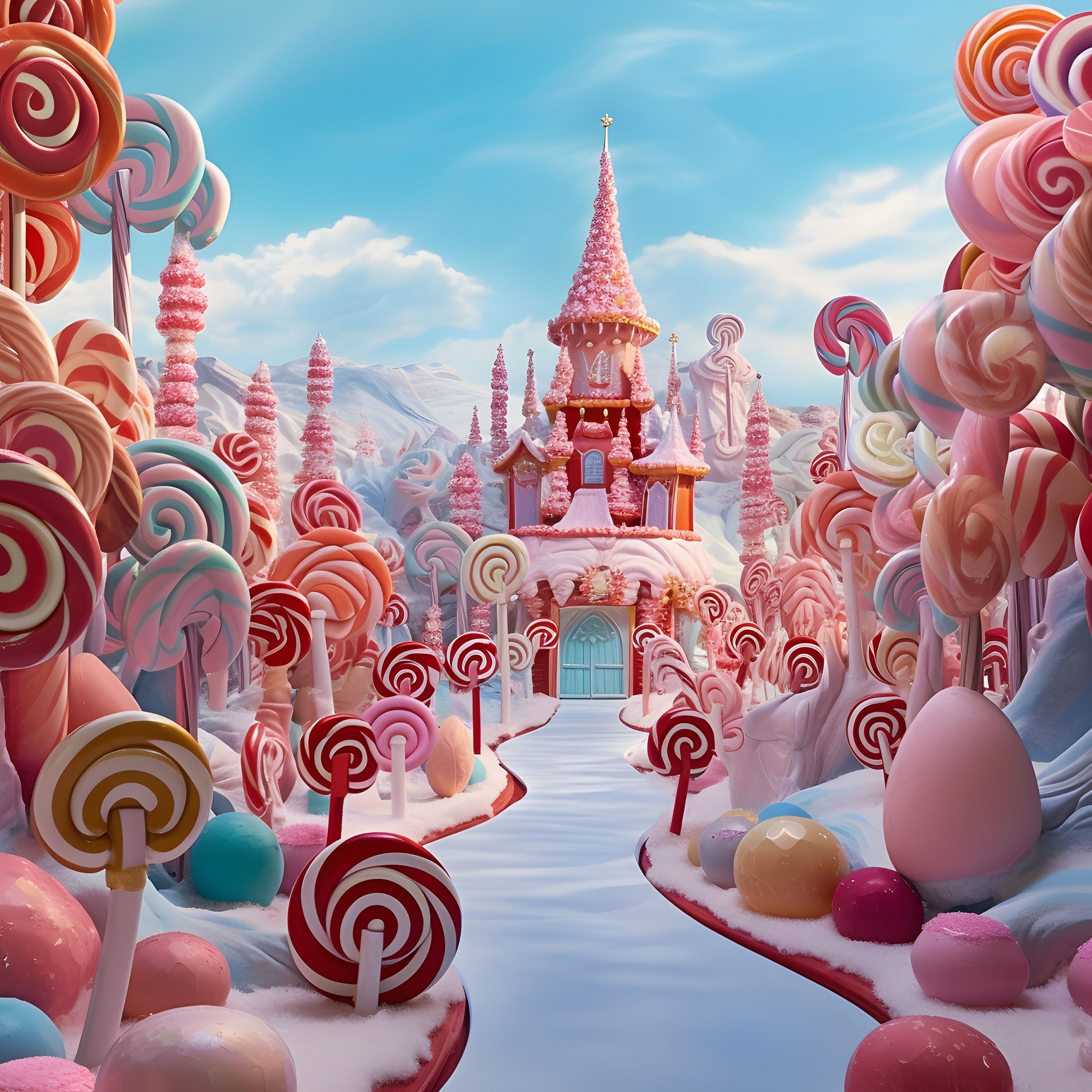 Christmas Wonderland Digital Backdrop Bundle - Candy Cane Lane Scenes ...