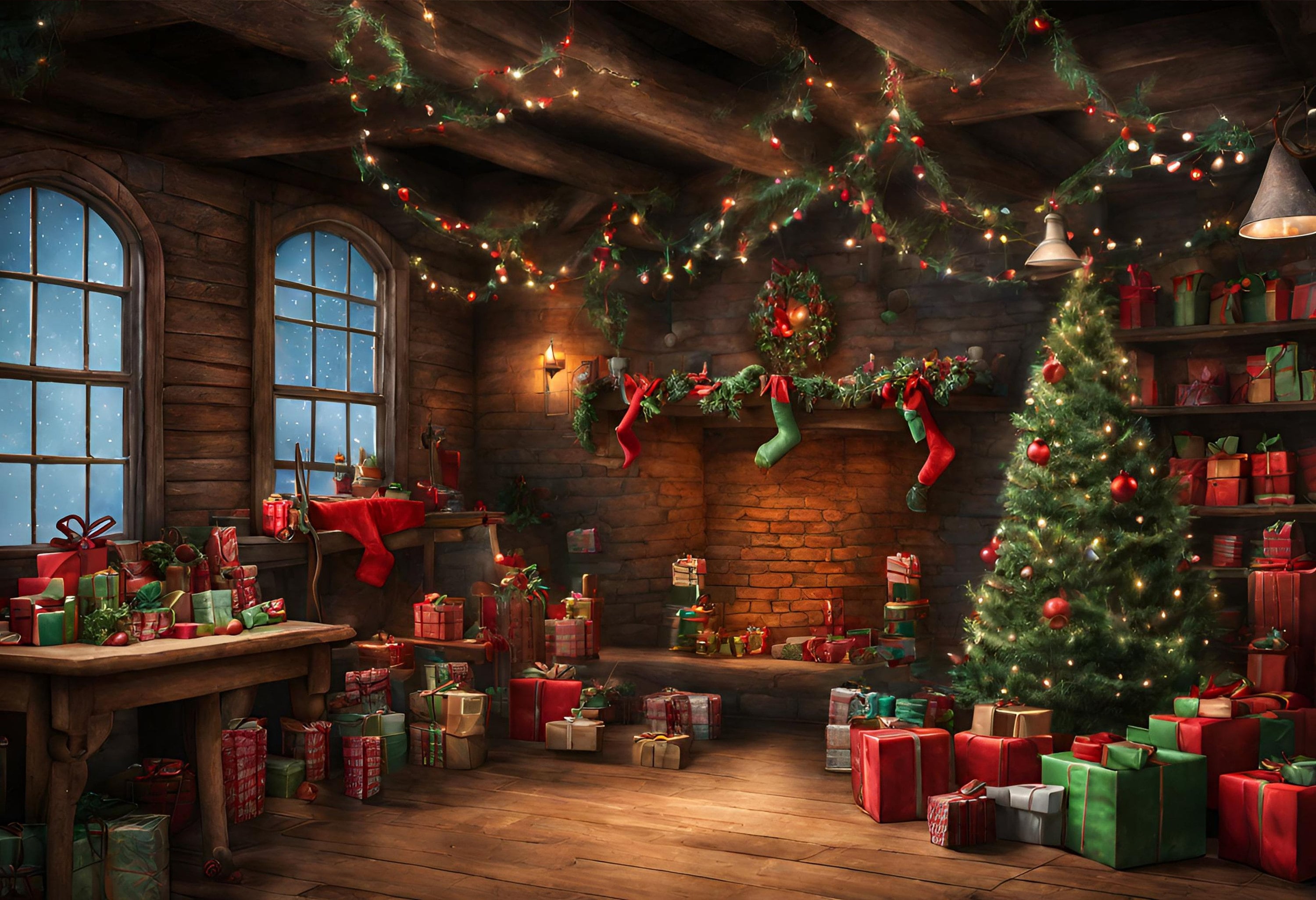 Enchanting Santa's Workshop Digital Backdrop Bundle: Festive Christmas ...
