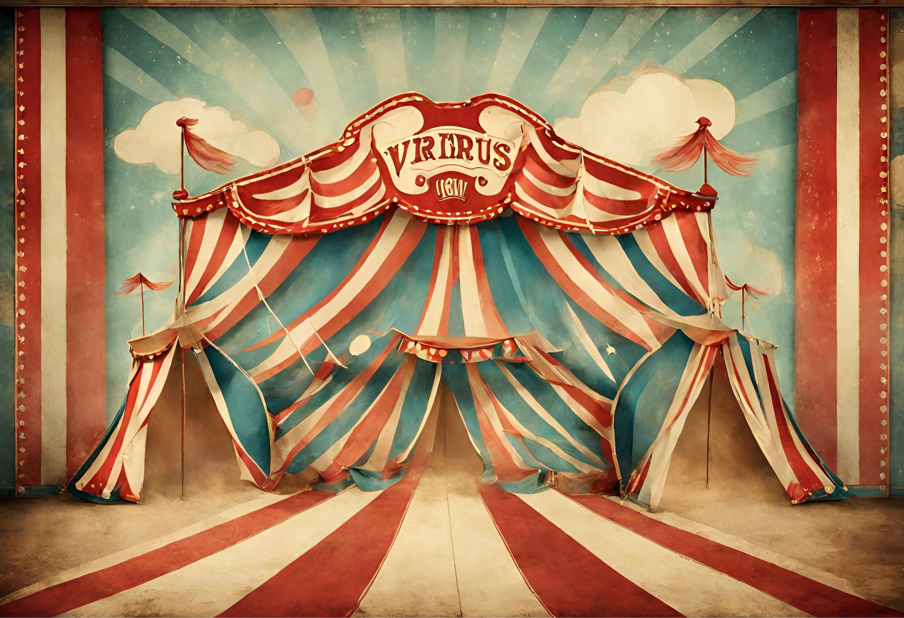 Vintage Circus Backdrop Bundle - Digital Files for Carnival Party Decor ...