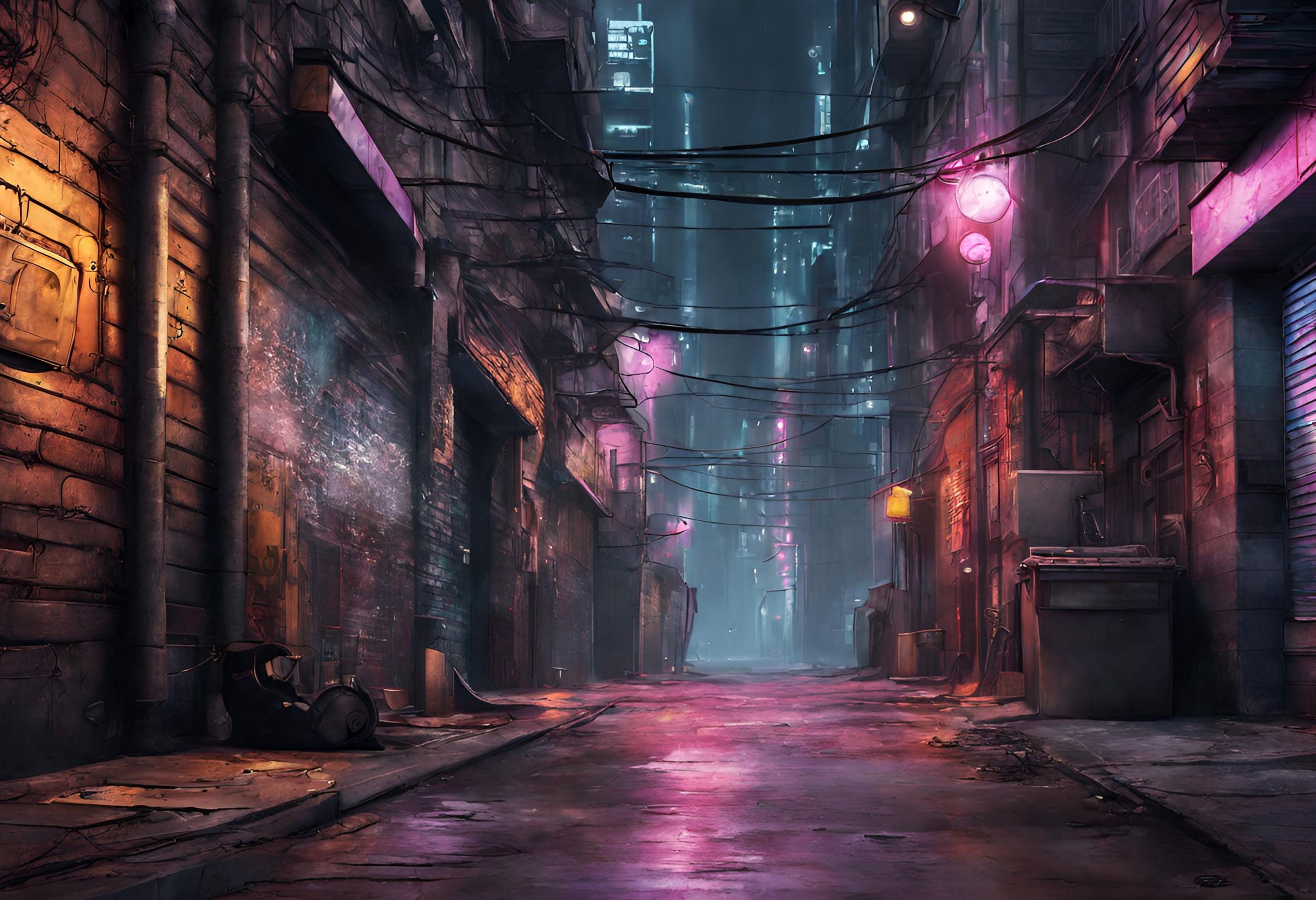 Cyberpunk Alley Digital Backdrop Bundle Futuristic Urban Scenes ...