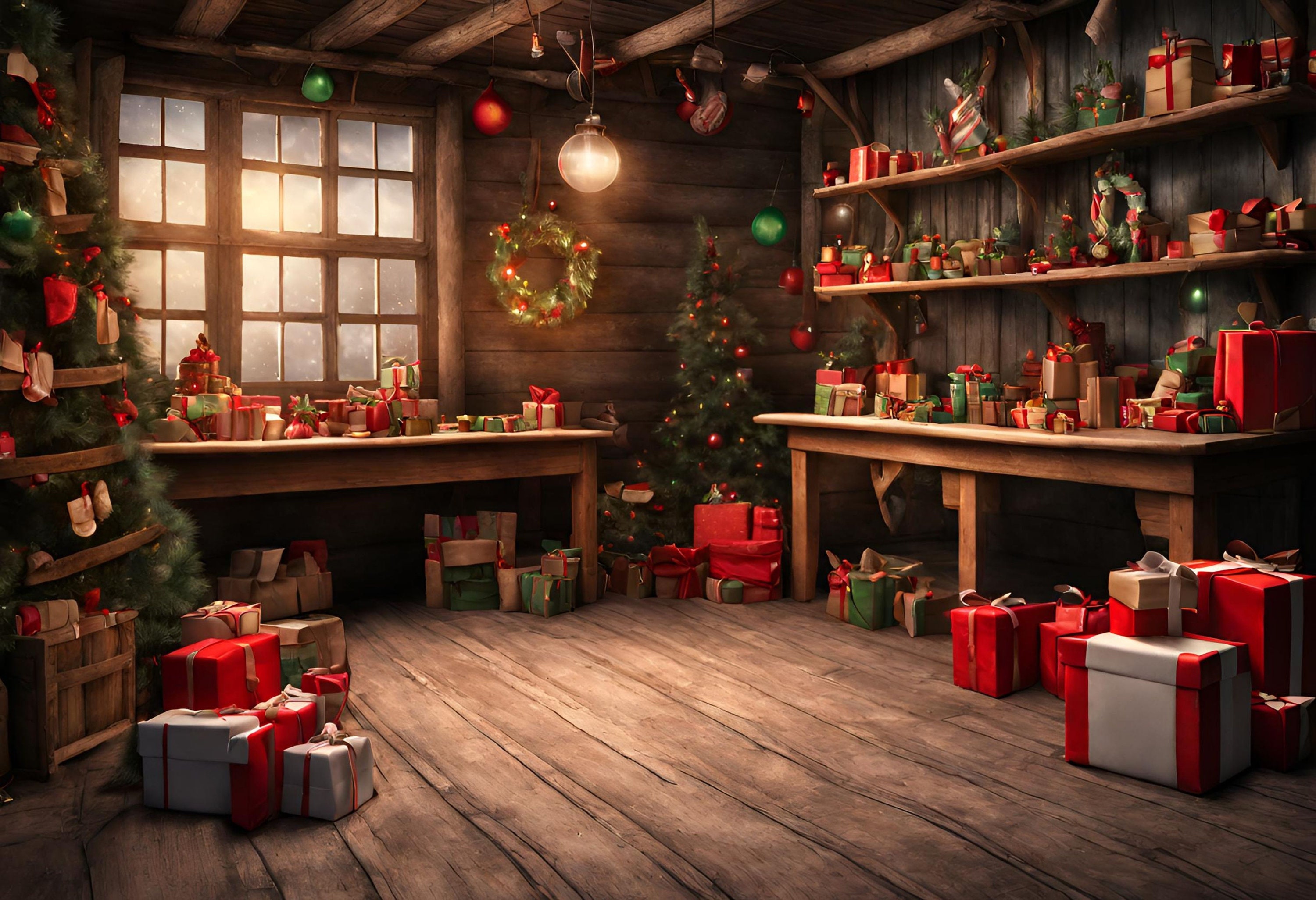 Enchanting Santa's Workshop Digital Backdrop Bundle: Festive Christmas ...