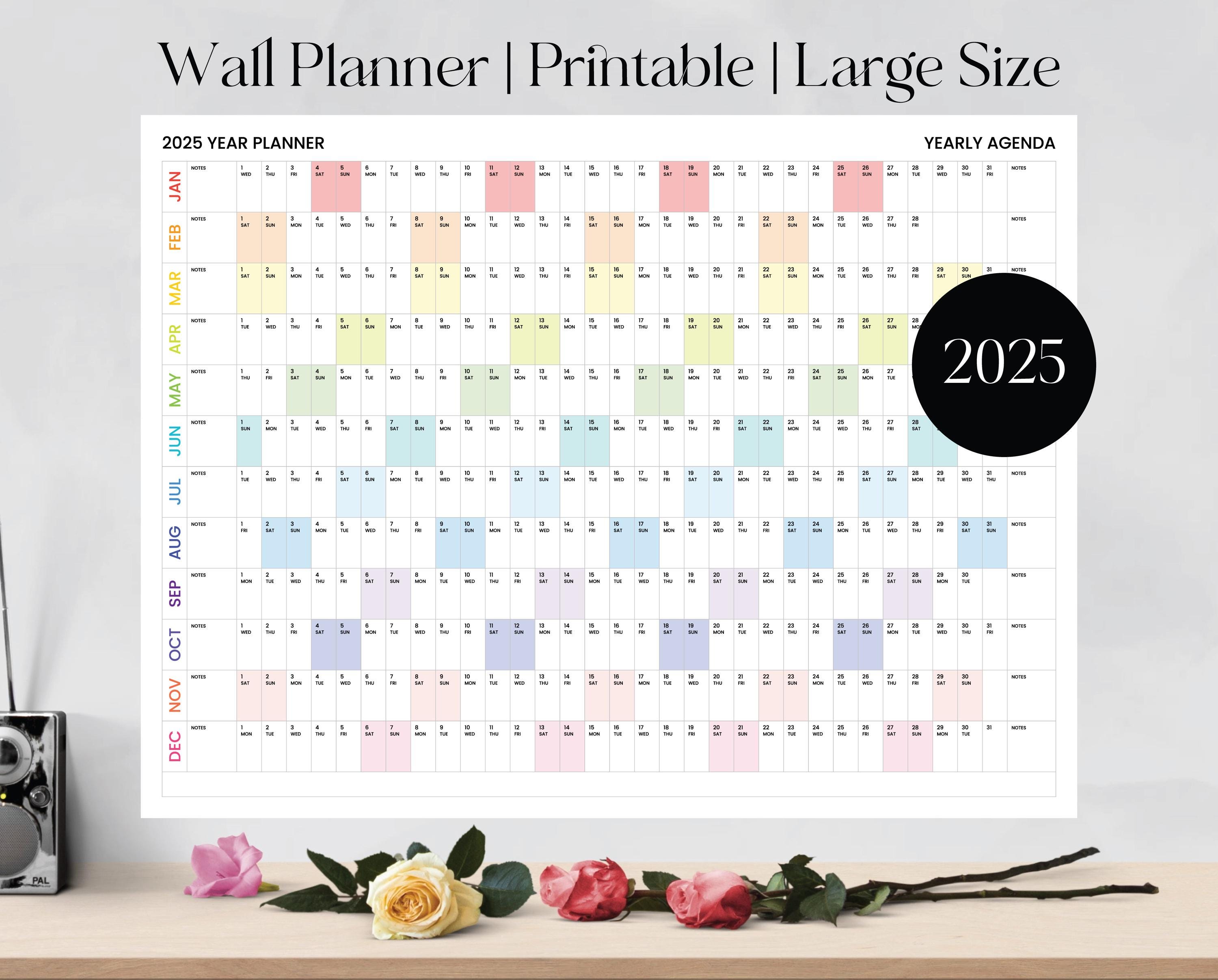 Giant 2025 Wall Calendar, 2025 Wall Planner, Annual Planner, Yearly ...