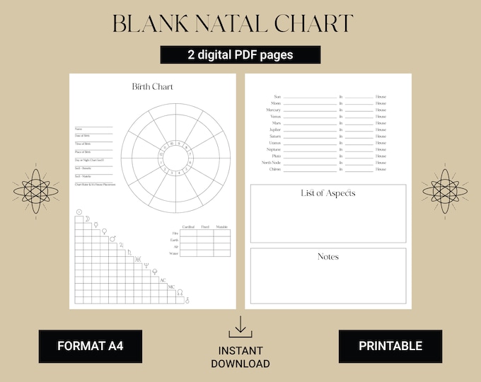 Blank Vedic Astrology Chart, Printable North Indian Kundli Worksheet ...