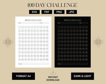 Printable 100 Day Challenge | Goal Setting | Planner Insert | Progress ...