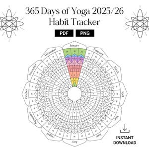 365 Days of Yoga Printable | Yoga Habit Tracker | Mandala Colouring ...