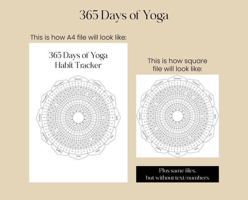 365 Days of Yoga Printable | Yoga Habit Tracker | Mandala Colouring ...