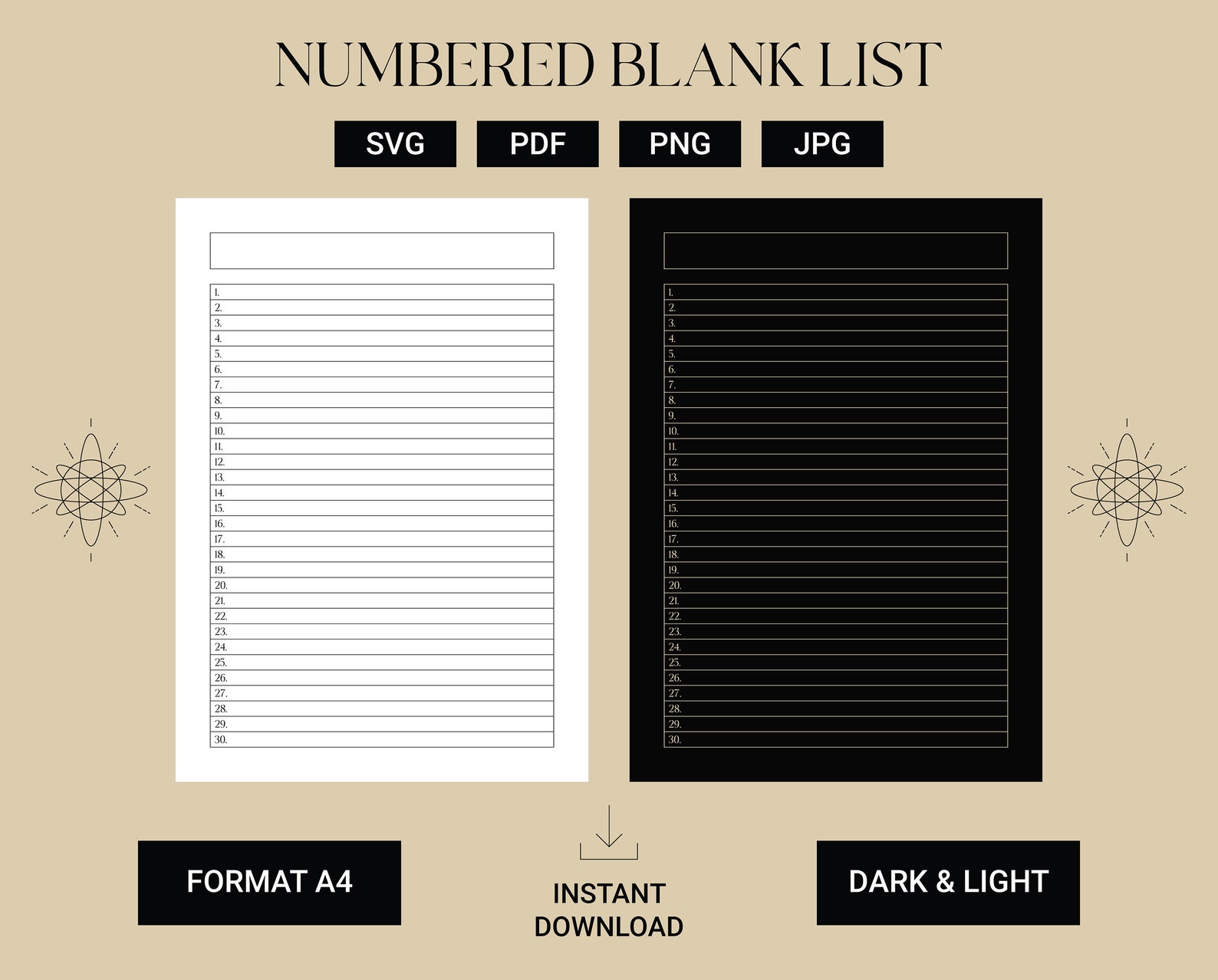 Numbered Blank List 1 - 30| Simple List Template | Printable List ...