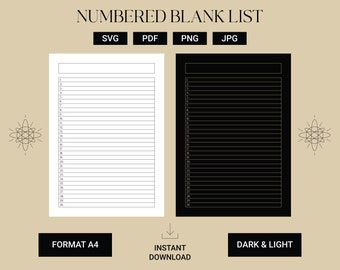 Numbered Blank List | Simple List Template | Printable List | Digital ...