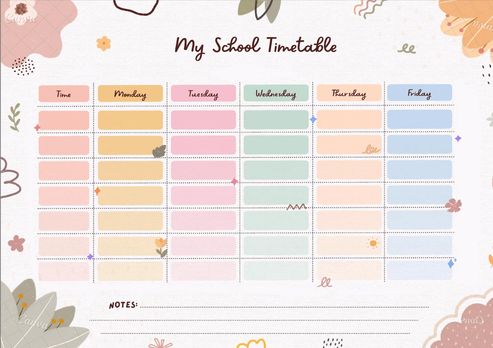 Timetable - My School Timetable - Etsy
