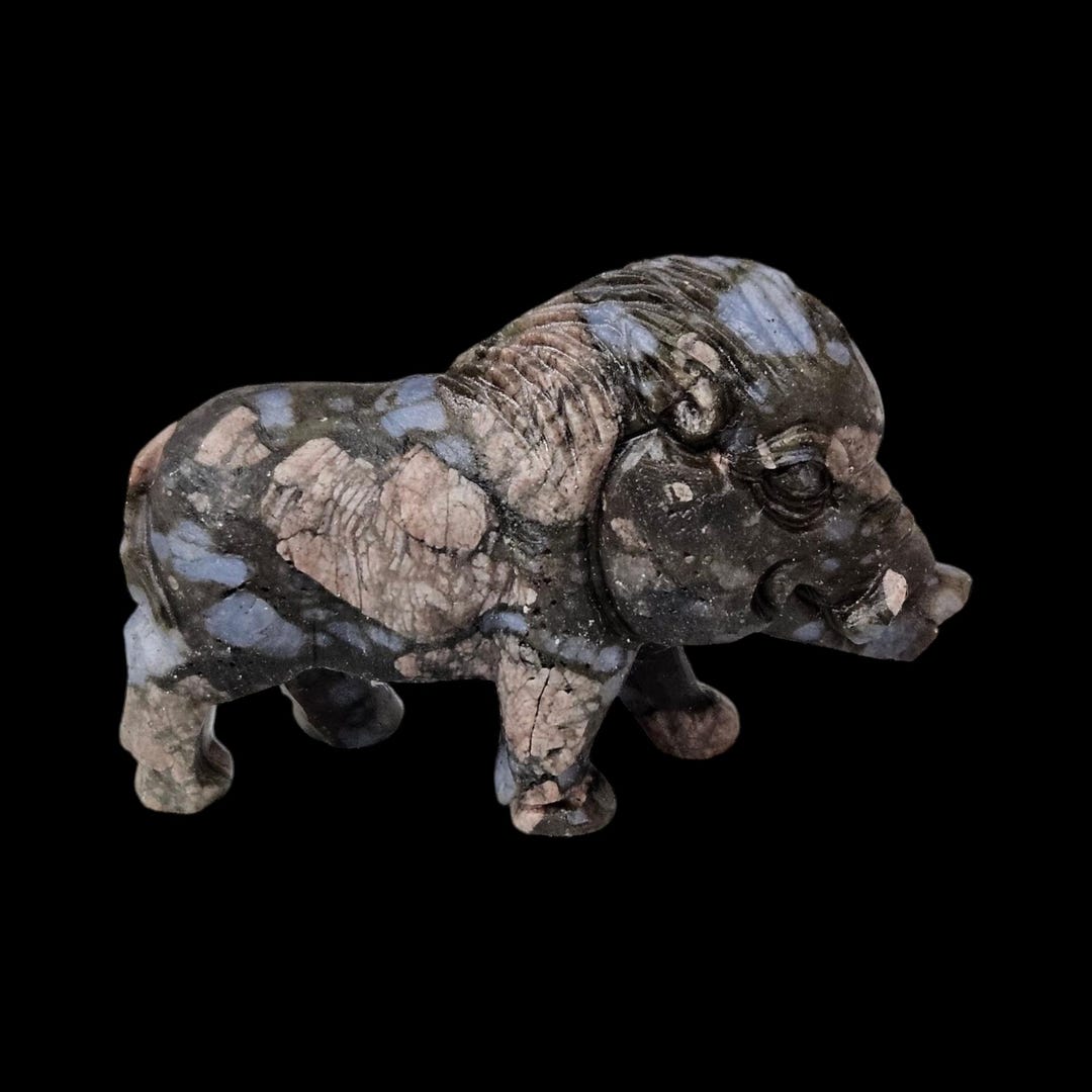 Glaucophane Wild Boar Pig 2.69 Inch - Hand Carved Gemstone Sculpture - Etsy