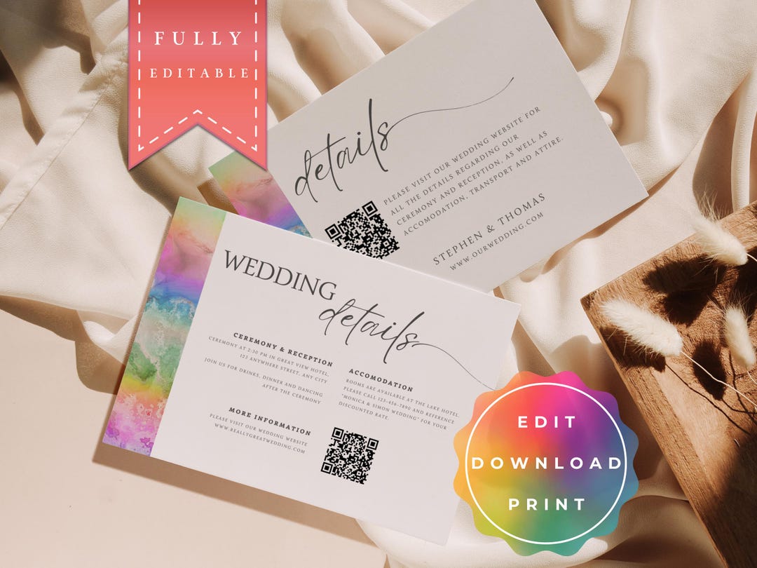 Details Card LGBTQ+ Wedding, QR Code, Same Sex Wedding, Gay Wedding ...