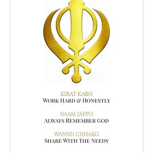 Golden Sikhism Rules Print - A5, A4, A3 Sizes With Golden Khanda Sikh ...