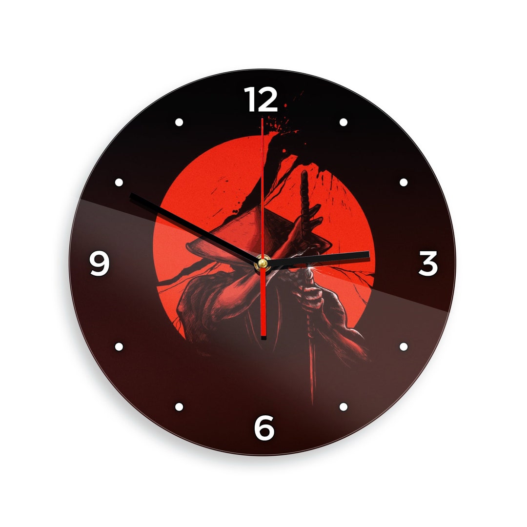 Japanese Samurai Wall Clock Gamer Wall Clock Cyberpunk Wall - Etsy