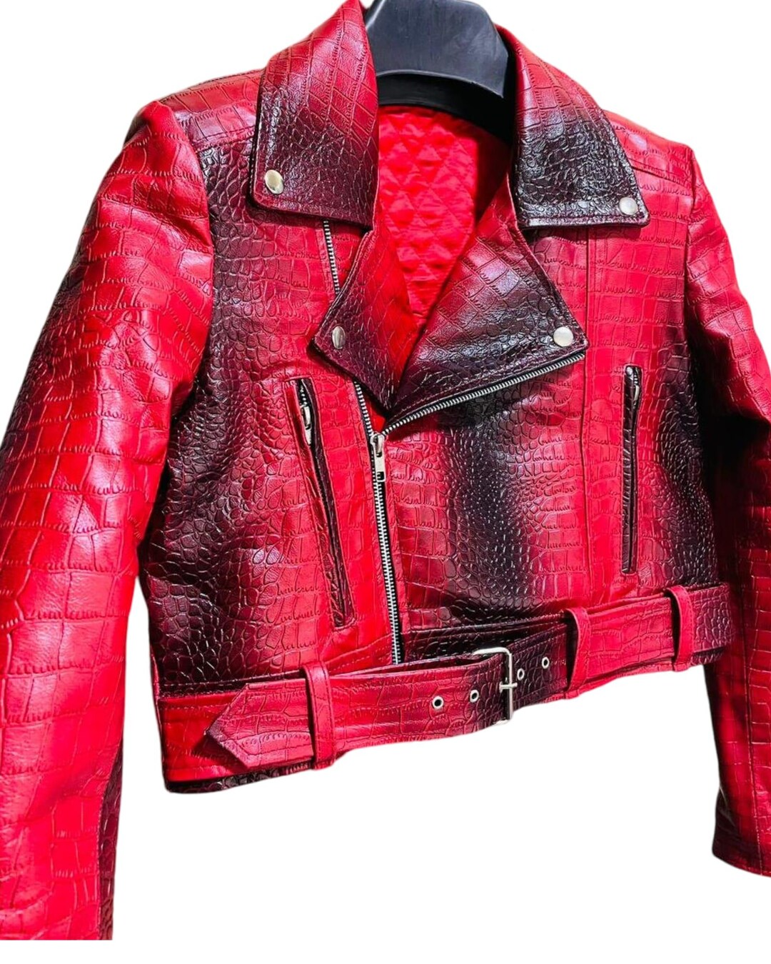 Men's Crocodile Embossed / Alligator Leather Jacket, Crocodile \ Jacket ...