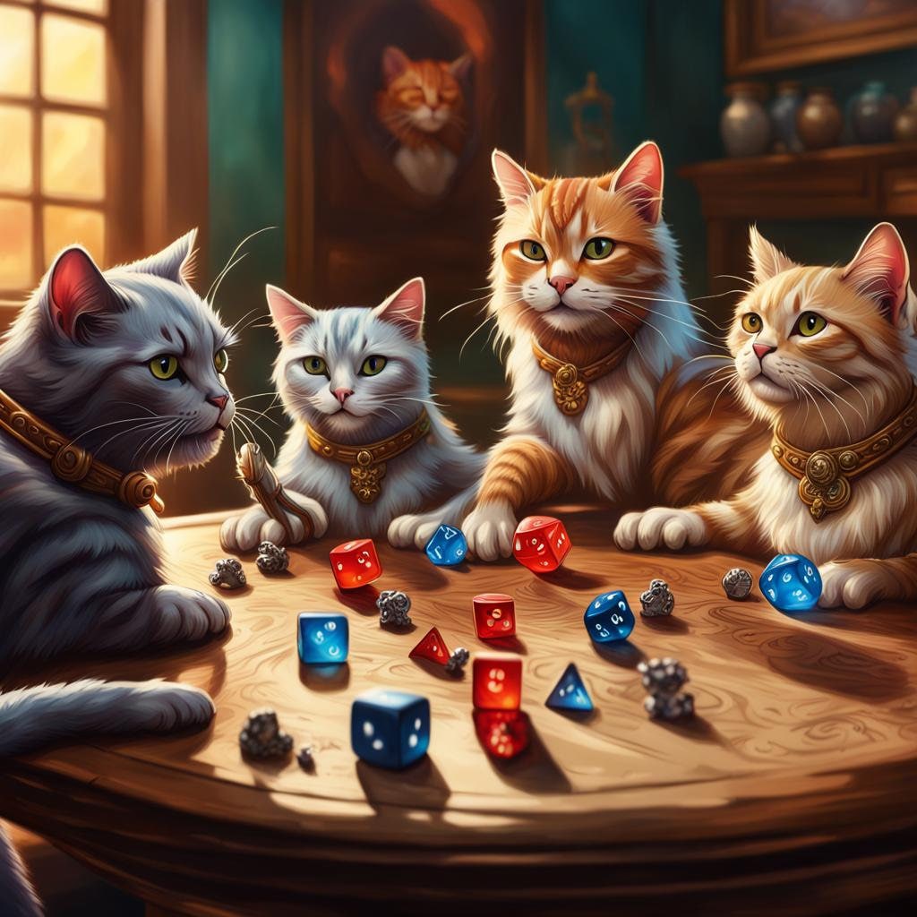 Cats Playing Dungeons and Dragons: AI Artwork, Digital - Etsy