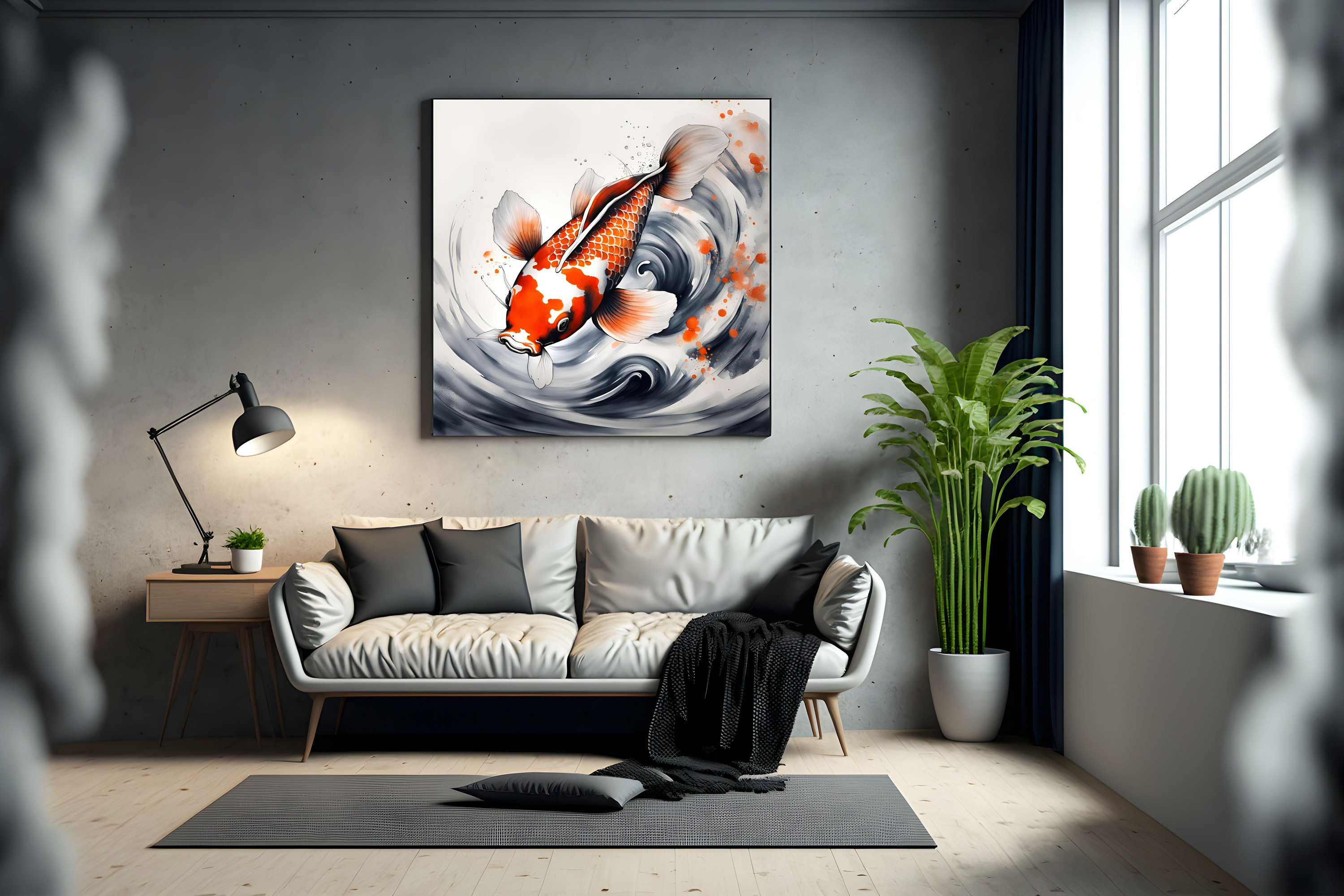 Koi Fish in Ink Koi Fish Watercolour 8k High Resolution Digital Print ...