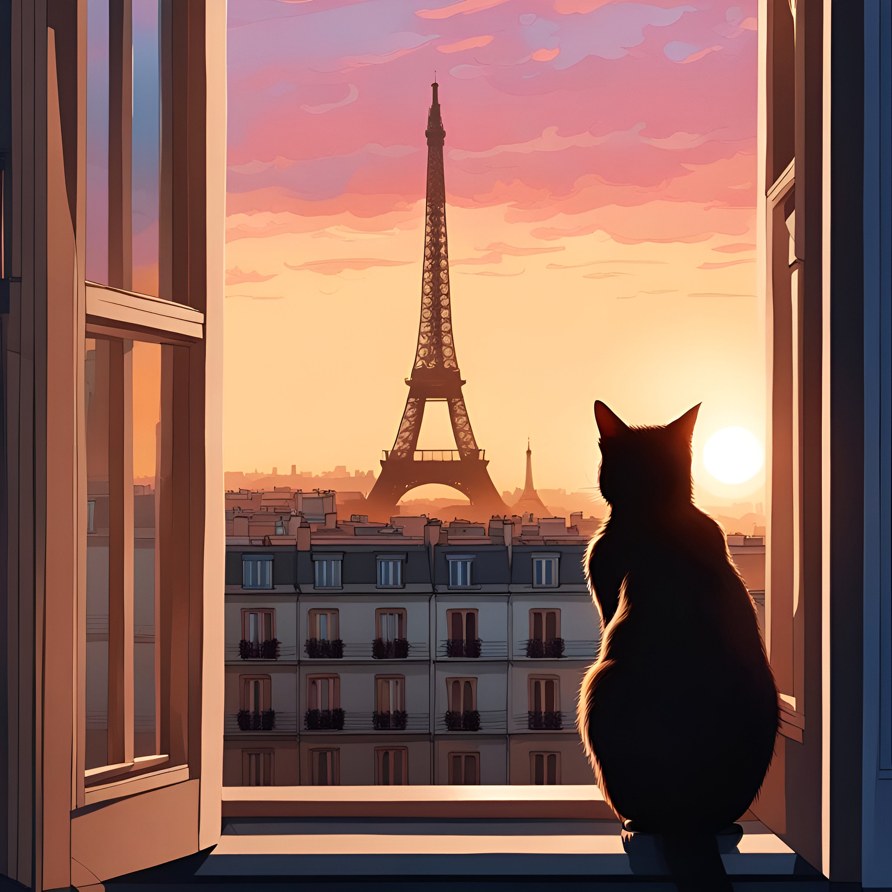 Cat in Paris: 8k AI Artwork, Digital Download - Etsy