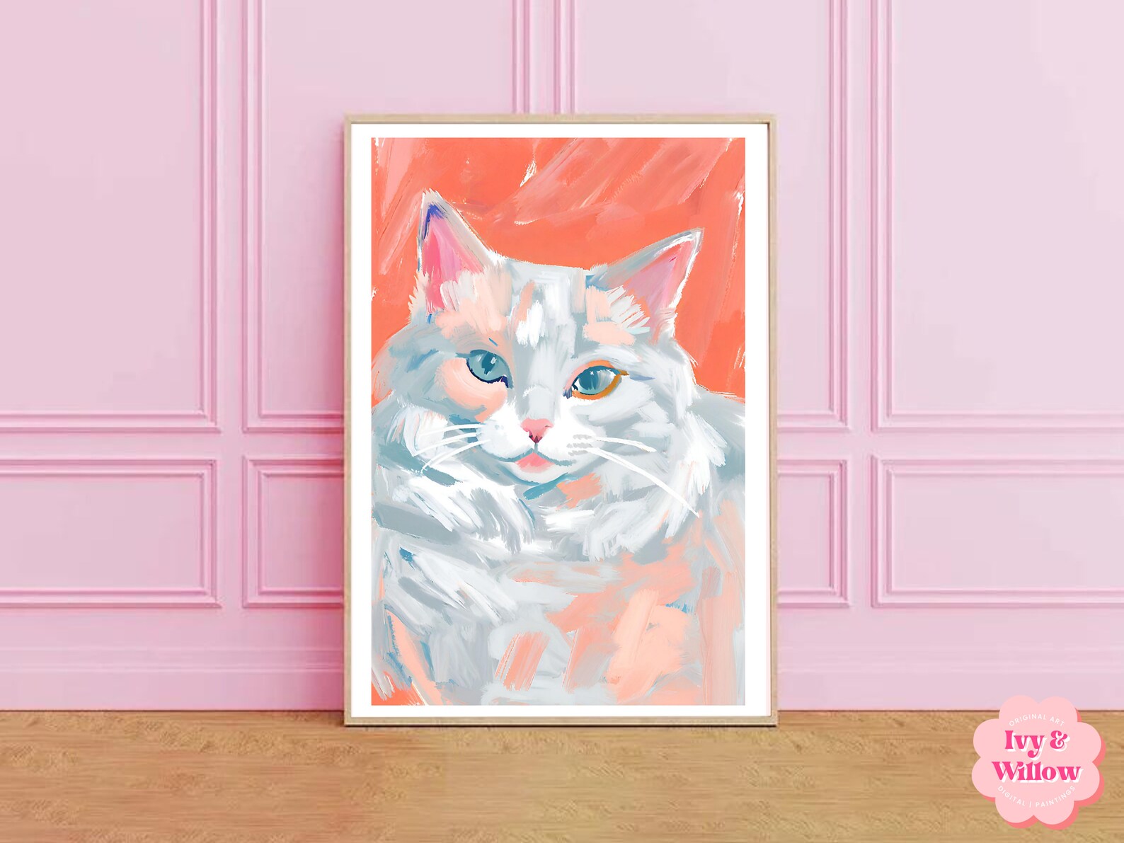 Peach & White Ragdoll Cat Wall Art Print Kitten Poster Home Art Print ...