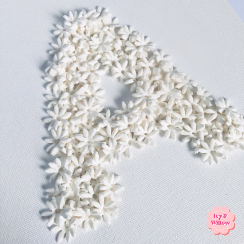 Personalised Letter Clay Wall Art White Clay Floral Initials Custom ...