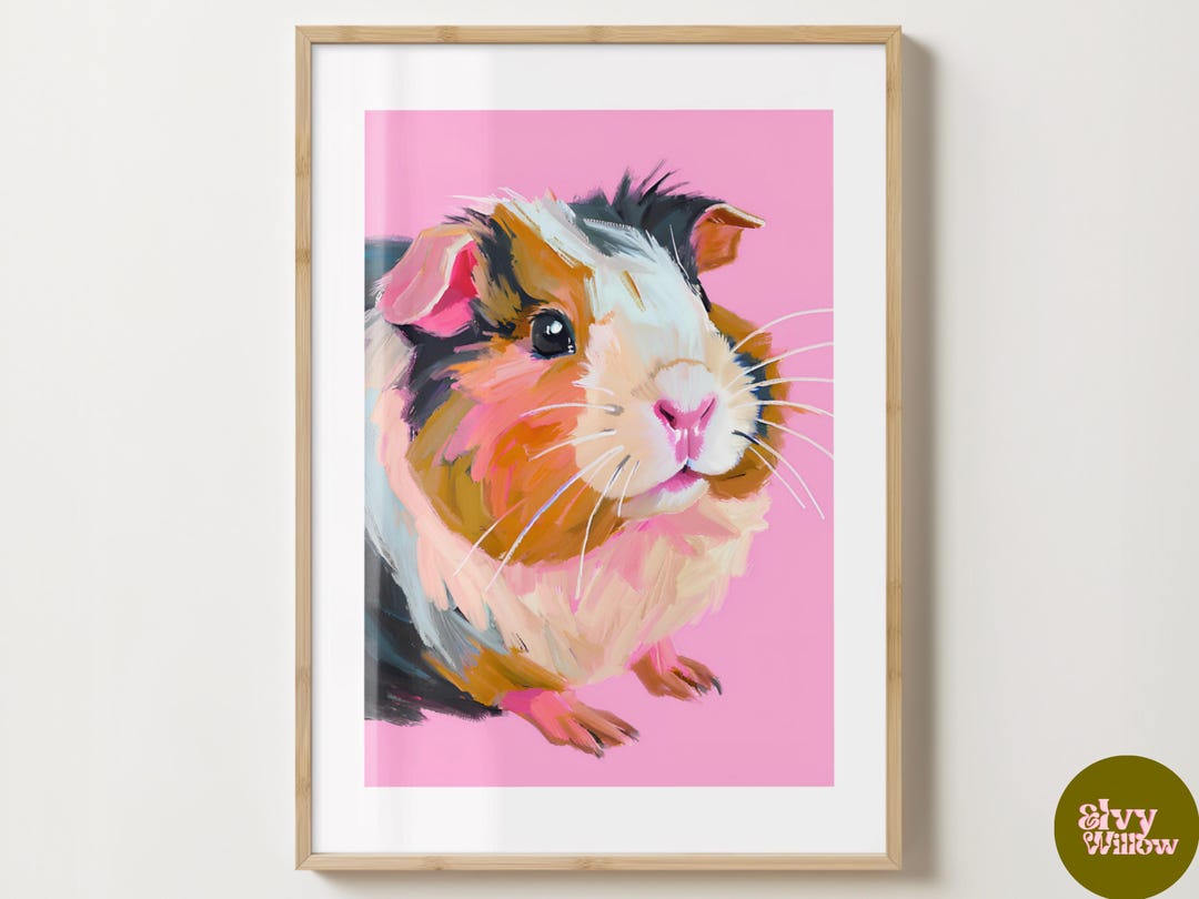 Pink Guinea Pig Print - Guinea Pig Wall Art - Colourful Guinea Pig ...