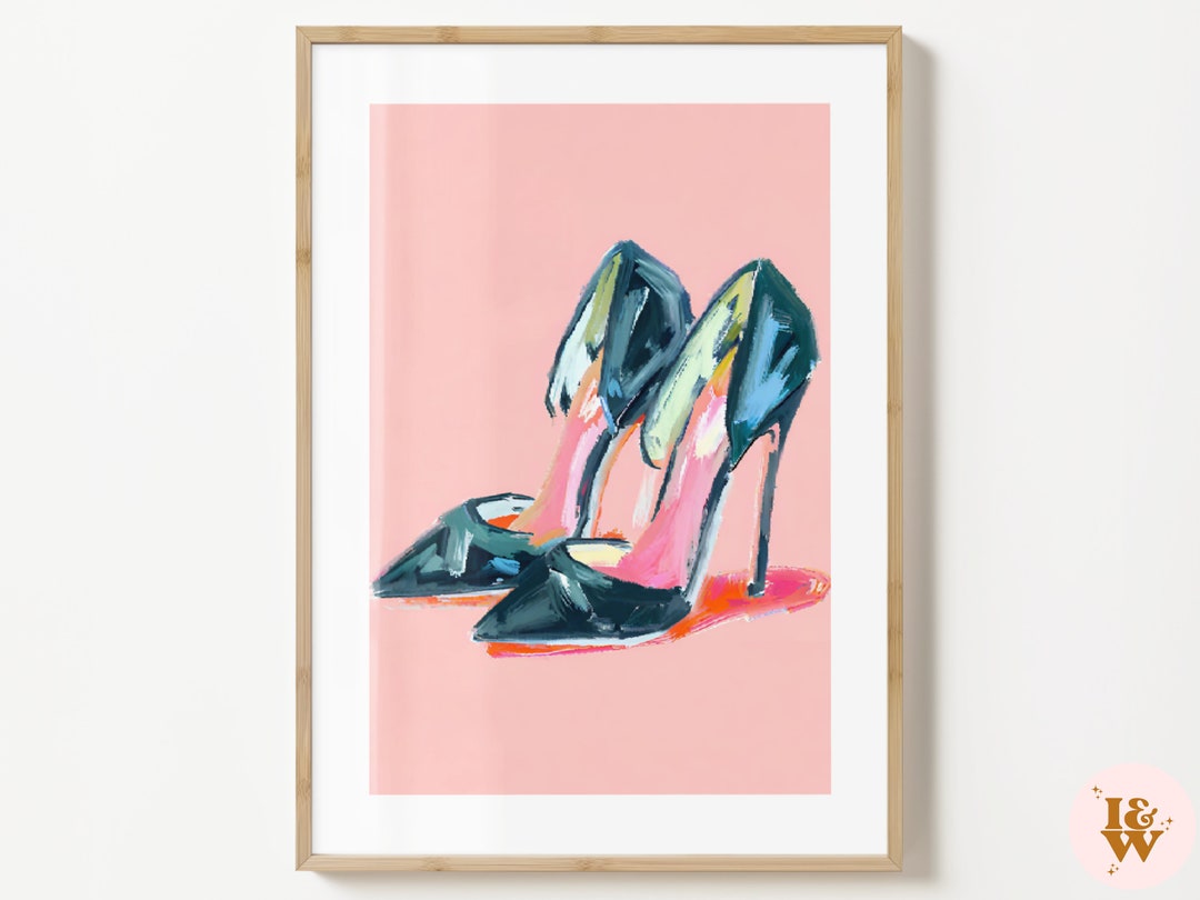Pink & Black Stiletto High Heels Wall Art Print Stylish Heels Poster ...