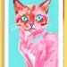 Blue & Pink Cat Wall Art Print Bright Kitten Poster Home Art Print ...