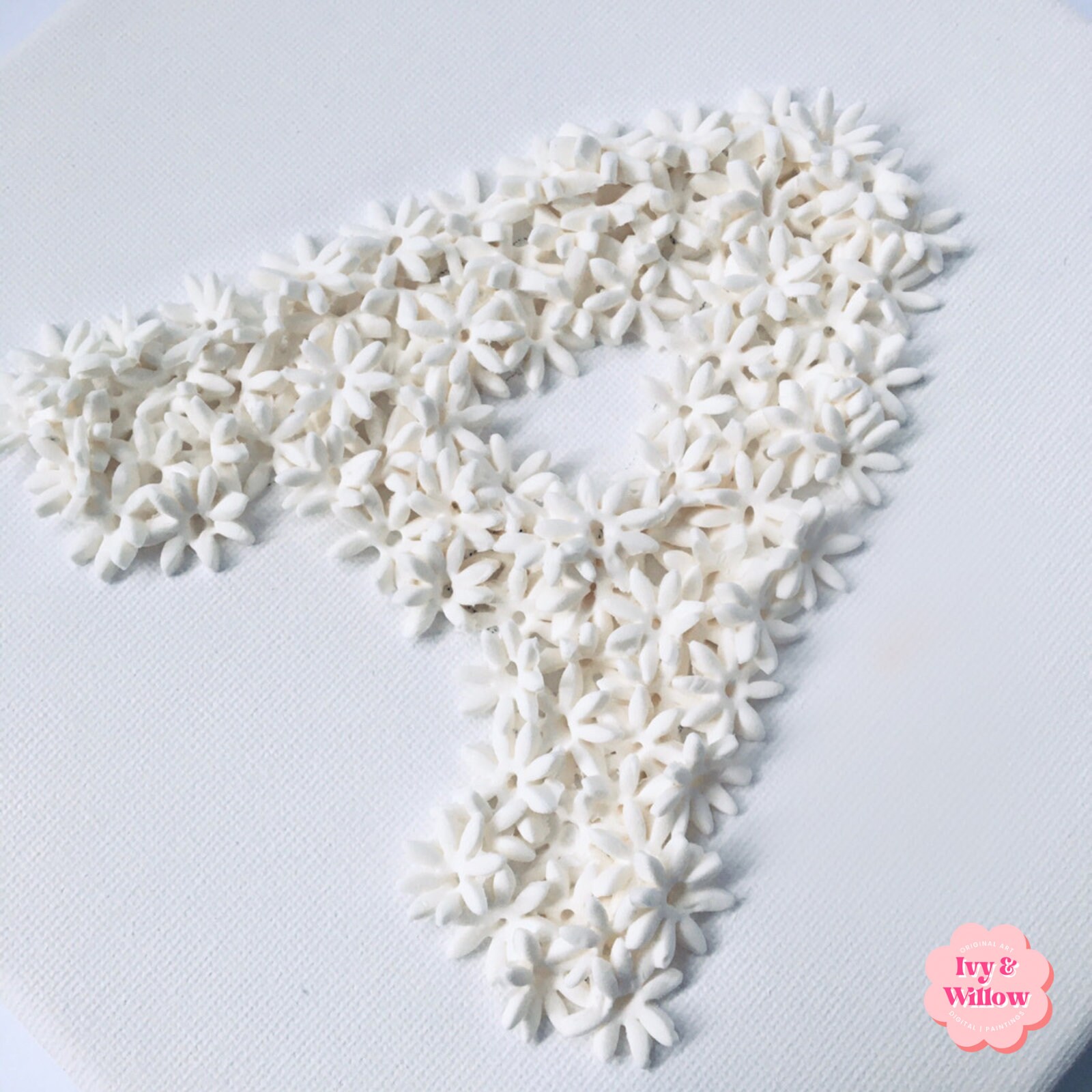Personalised Letter Clay Wall Art White Clay Floral Initials Custom ...