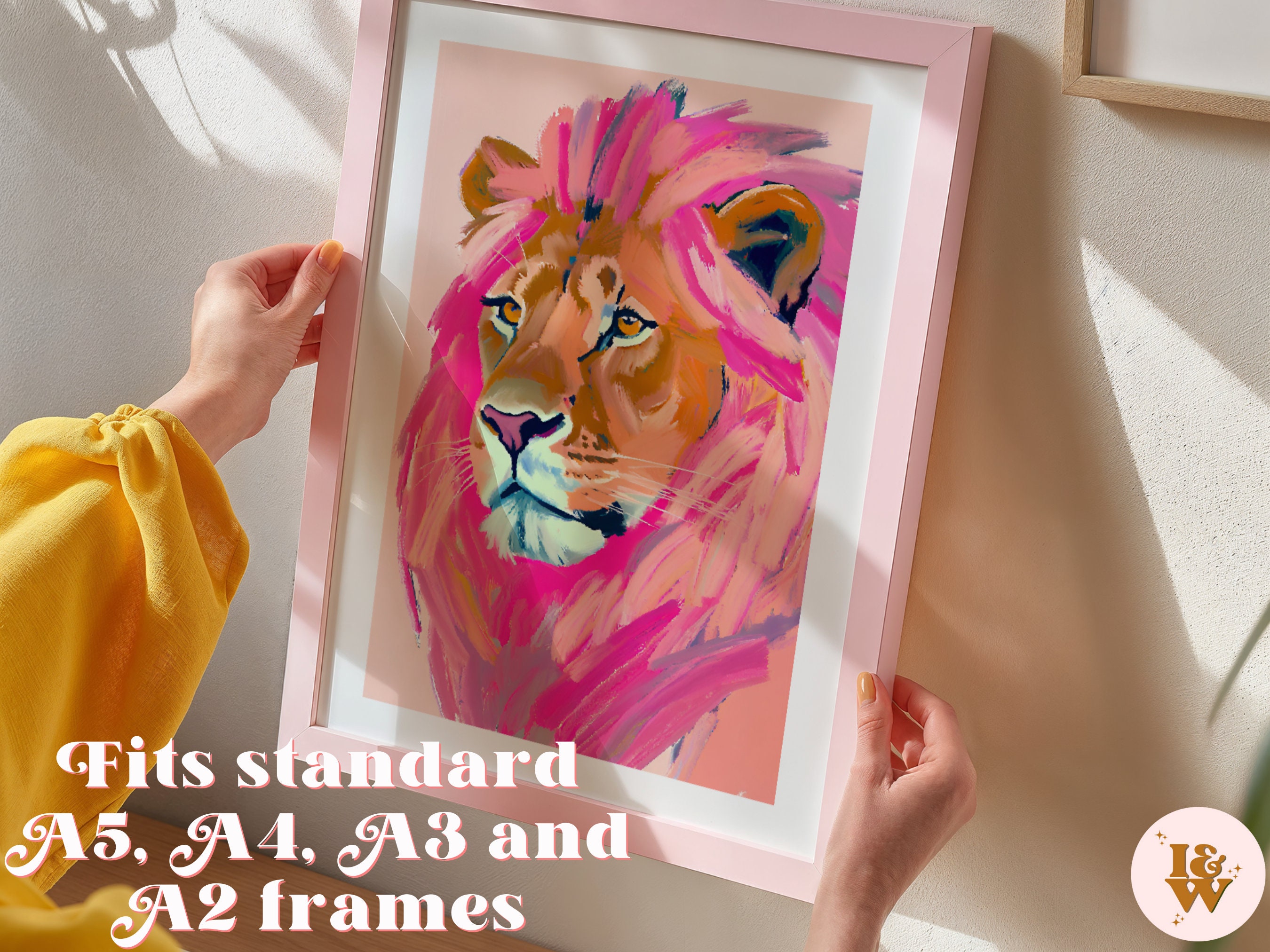 Pink Giraffe Wall Art Print Wildlife Decor Cute Animal Illustration ...