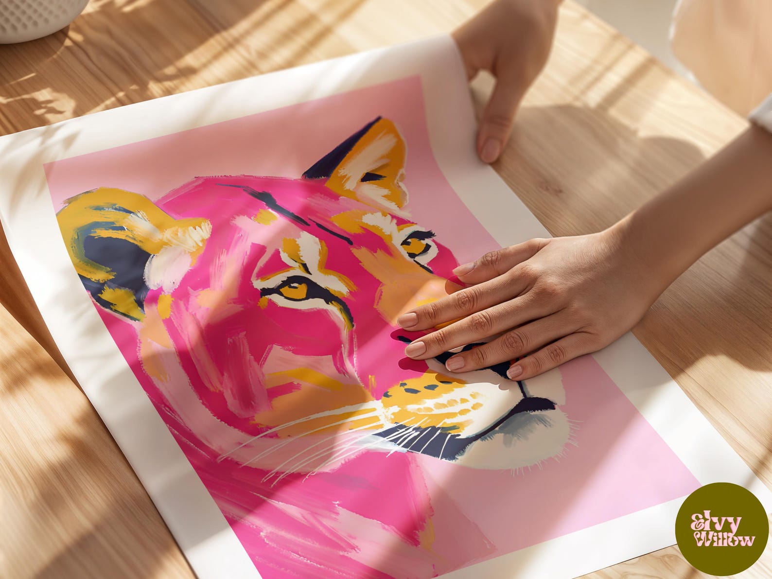 Pink Lioness Wall Art Print - Stylish Lion Decor Print - Unique Gift ...