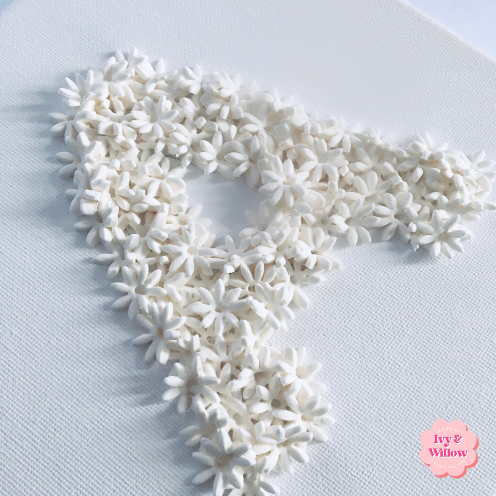 Personalised Letter Clay Wall Art White Clay Floral Initials Custom ...