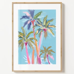 Blue & Pink Beach Palm Tree Print Digital Download Palm Tree Poster ...