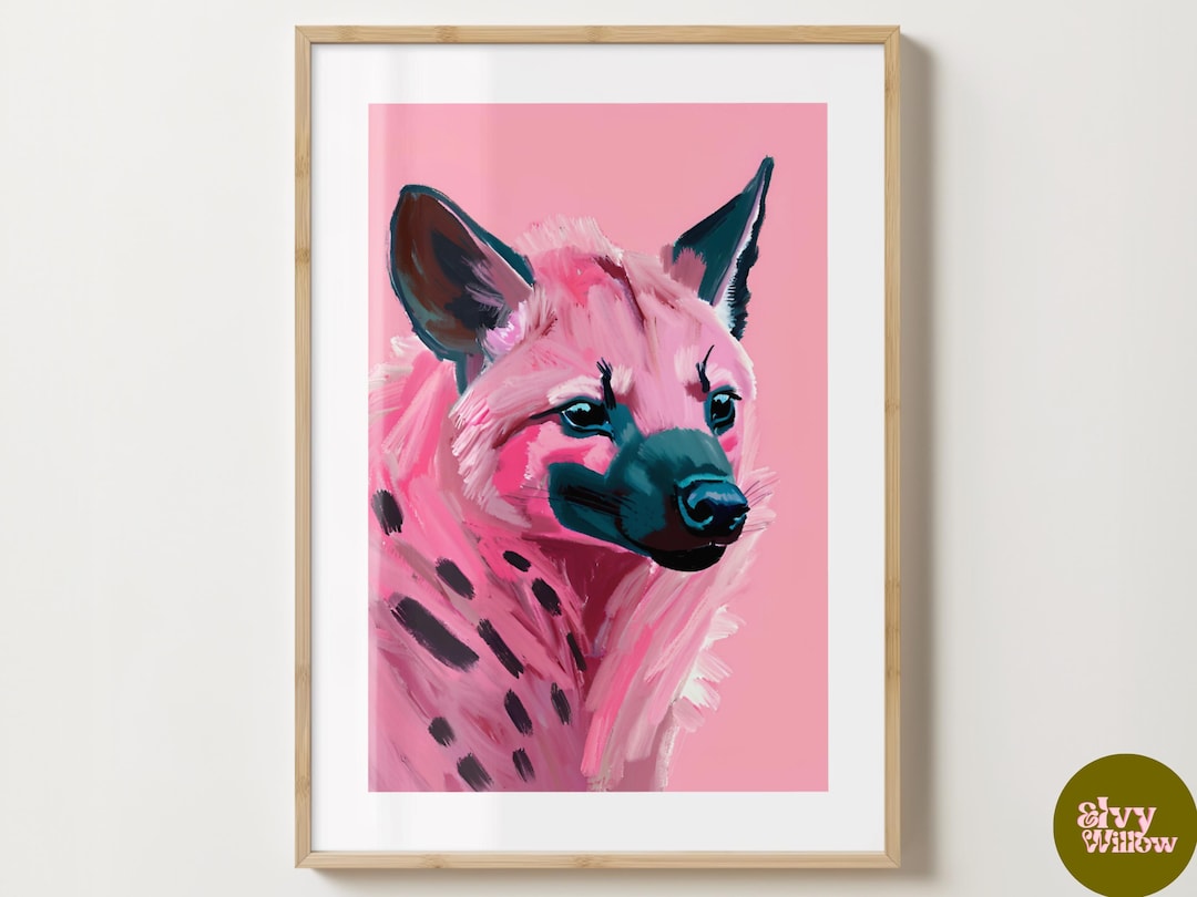 Pink Hyena Wall Art Print - Stylish Wildlife Decor Print - Colourful ...