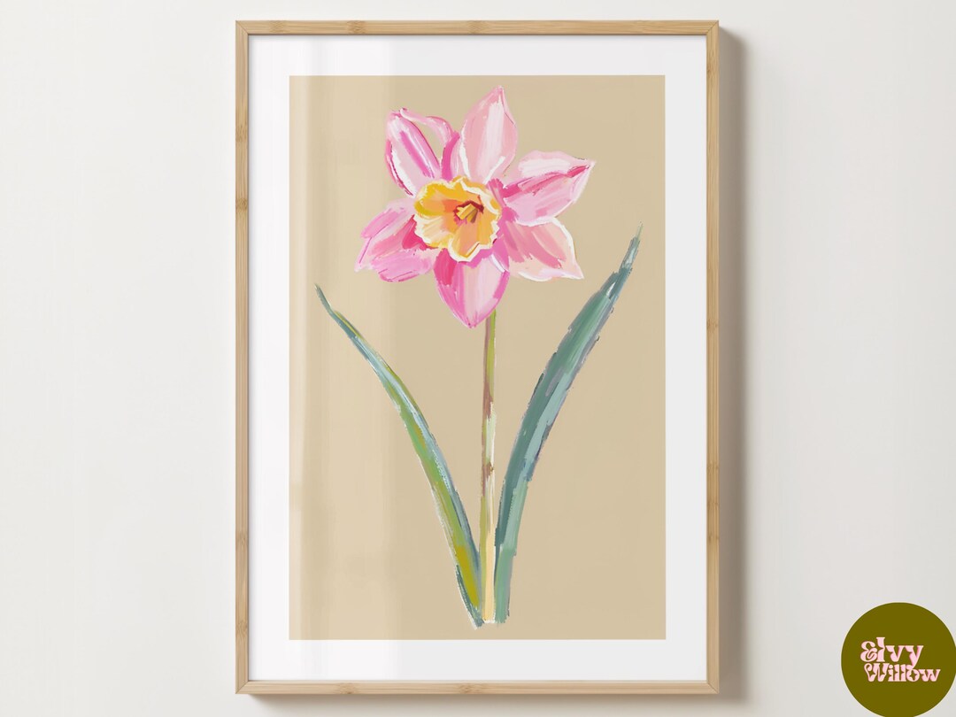 Pink Daffodil Print - Floral Wall Art - Daffodils Poster - Floral ...