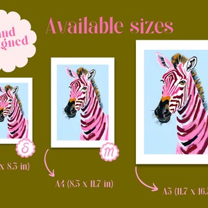 Pink & Blue Zebra Wall Art Print - Unique Wildlife - Pink Zebra Poster ...