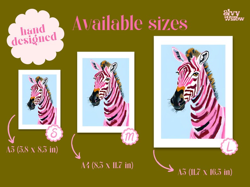 Pink & Blue Zebra Wall Art Print - Unique Wildlife - Pink Zebra Poster ...