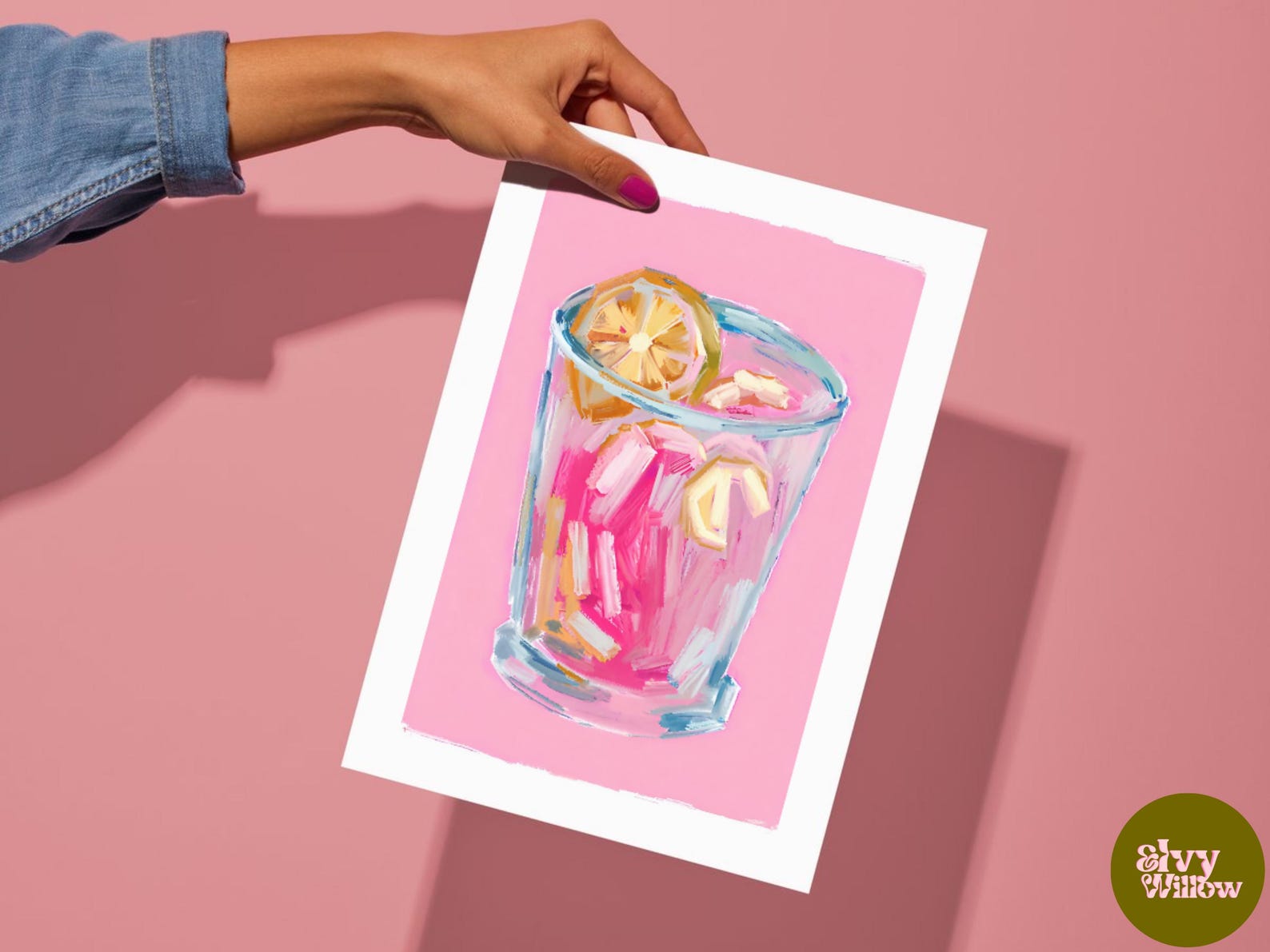 Pink Cocktail Wall Art Print - Stylish Alcohol Poster Decor - Modern ...