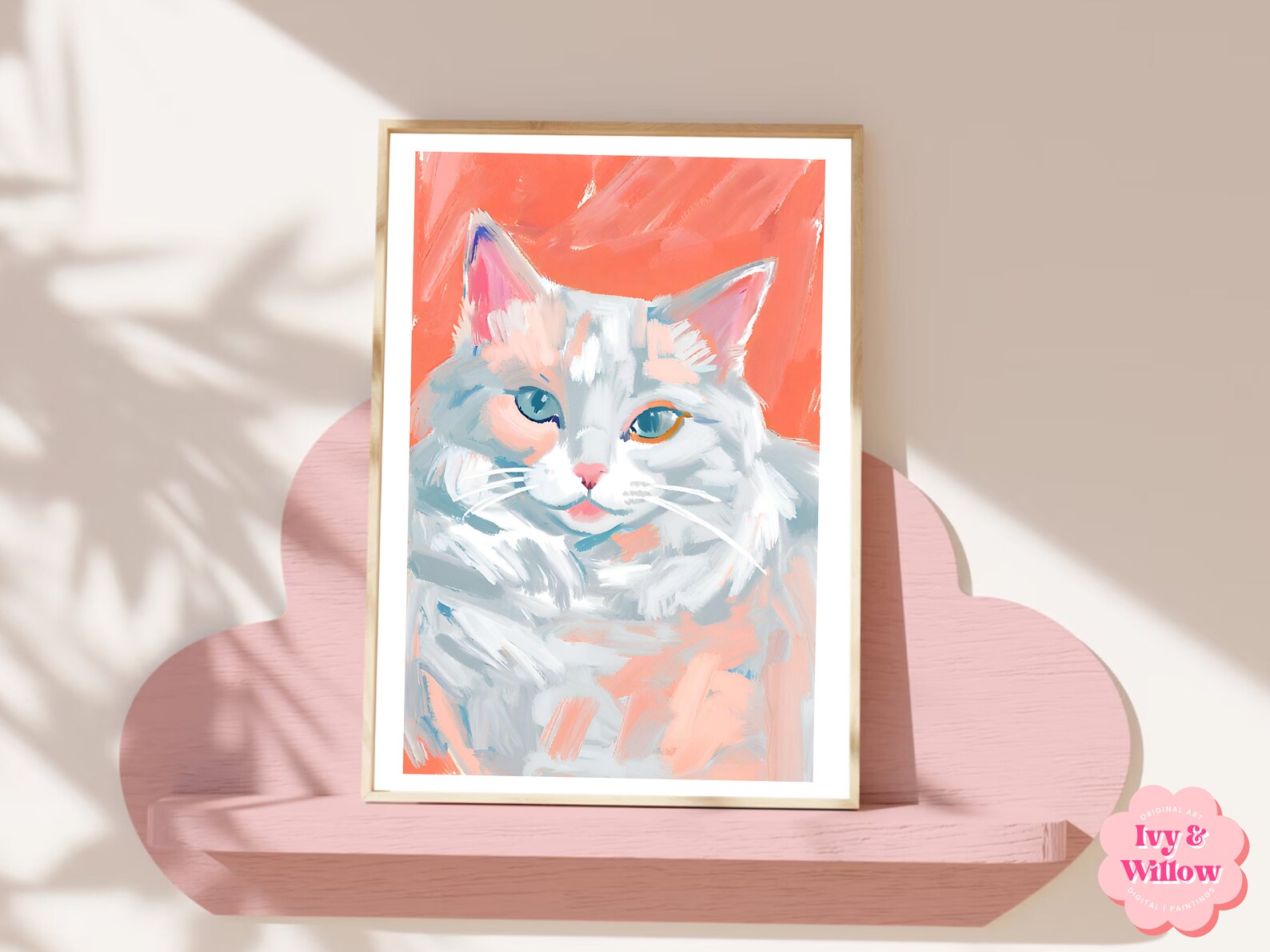 Peach & White Ragdoll Cat Wall Art Print Kitten Poster Home Art Print ...