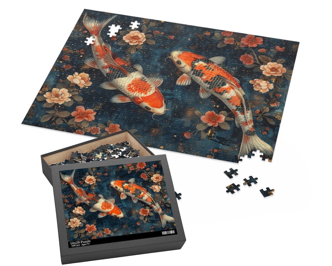 Koi Fish Jigsaw Puzzle: William Morris Style Art (120-500 Piece) - Etsy