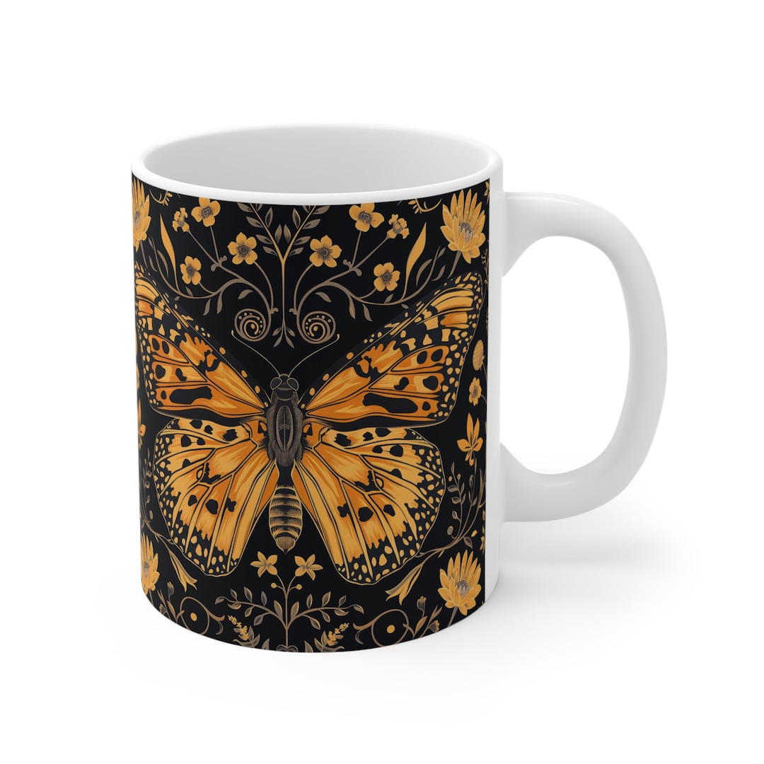 William Morris Inspired Monarch Butterfly Coffee Mug 11oz - Etsy