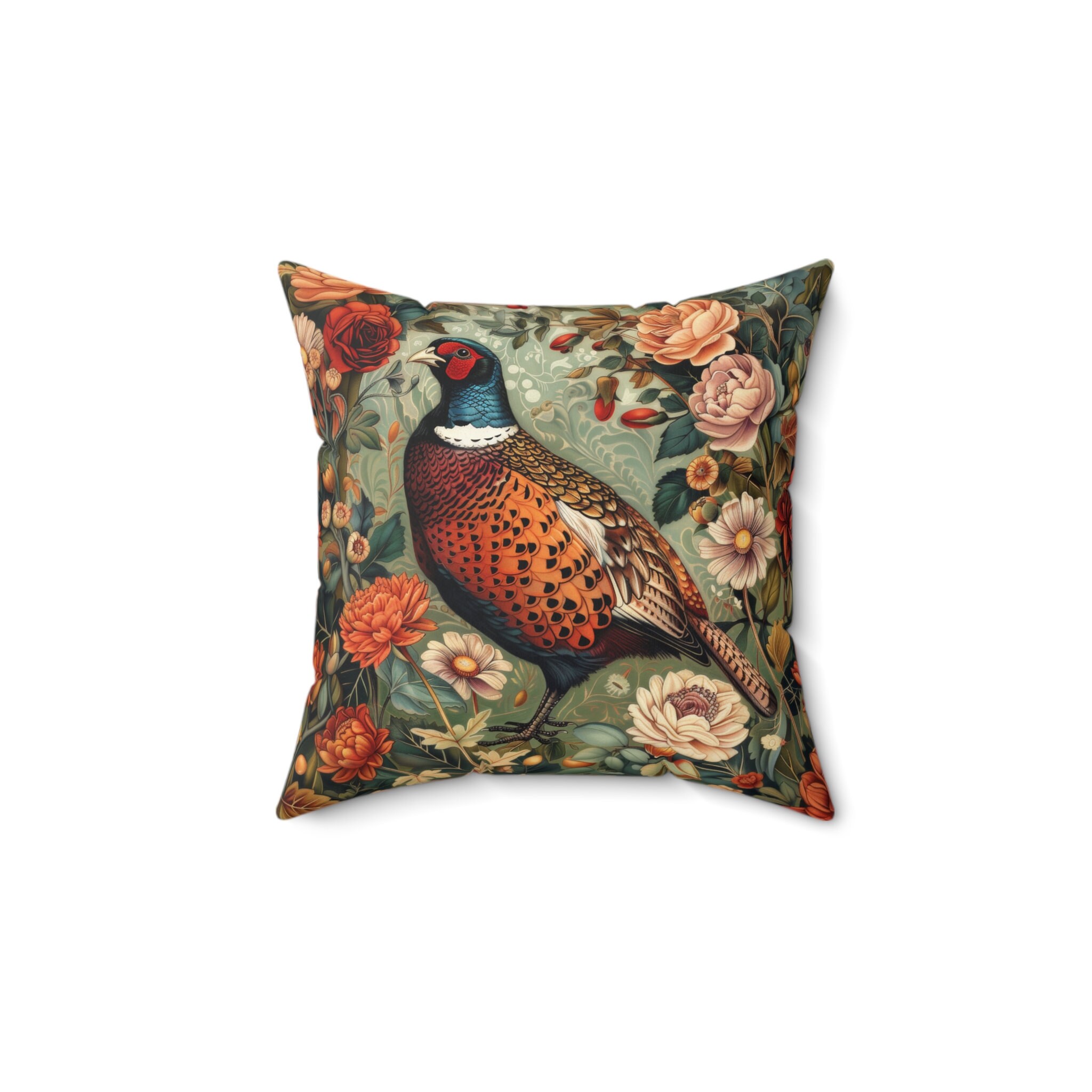 Botanical Pheasant Throw Pillow Decorative Pillow William Morris ...