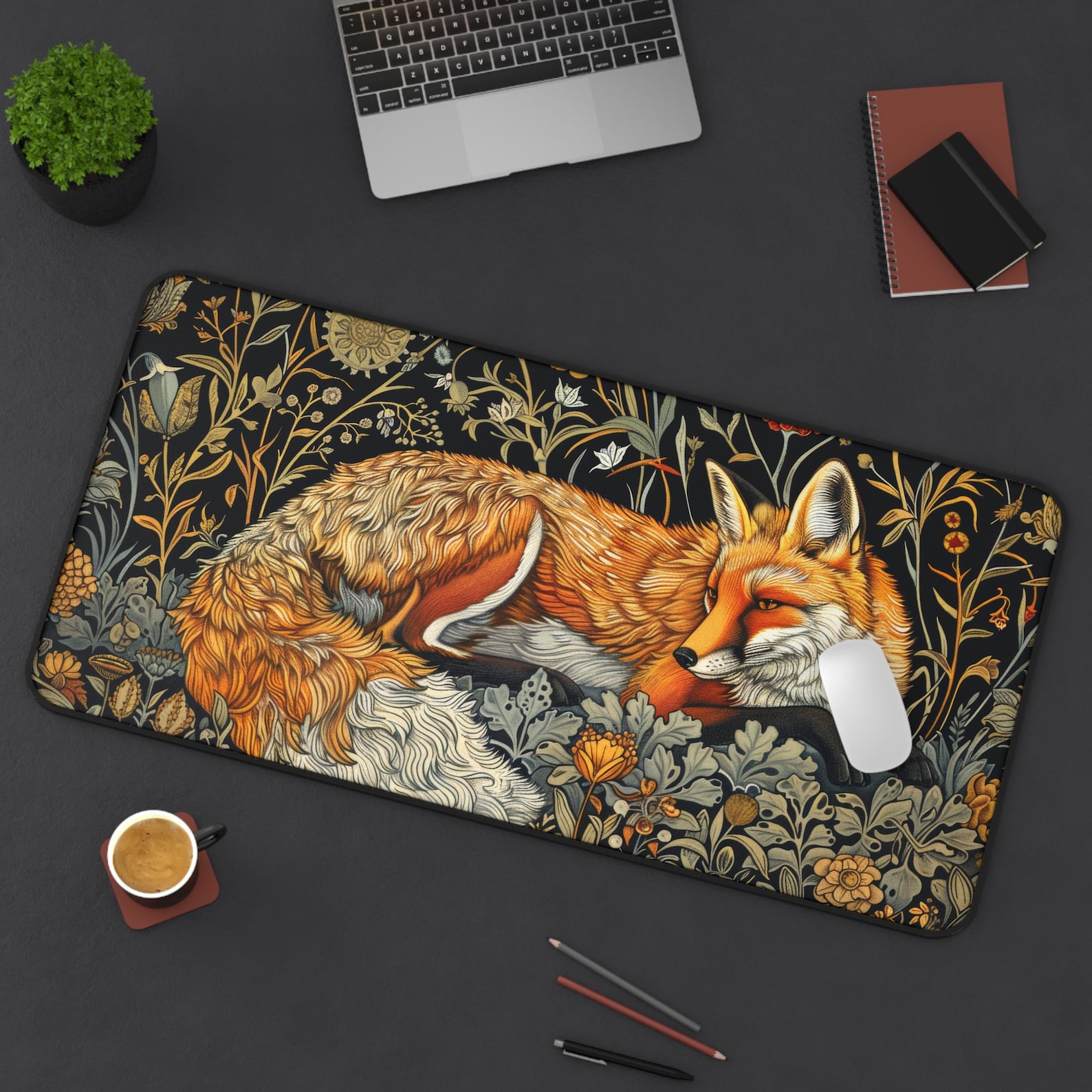 Forestcore Fox William Morris Inspired Cottagecore Desk Mat Office ...