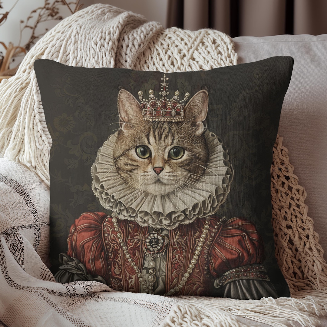 Rococo Royal Queen Cat Pillow: Fun Home Decor Cushion - Etsy