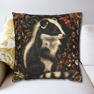 William Morris Inspired Botanical Skunk Pillow | Cottage-core Art Nouveau Pillow Cushion | Home ...