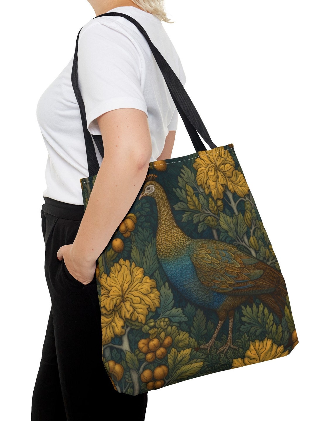 William Morris Inspired Wild Turkey Tote Bag, Botanical Turkey Cottage ...