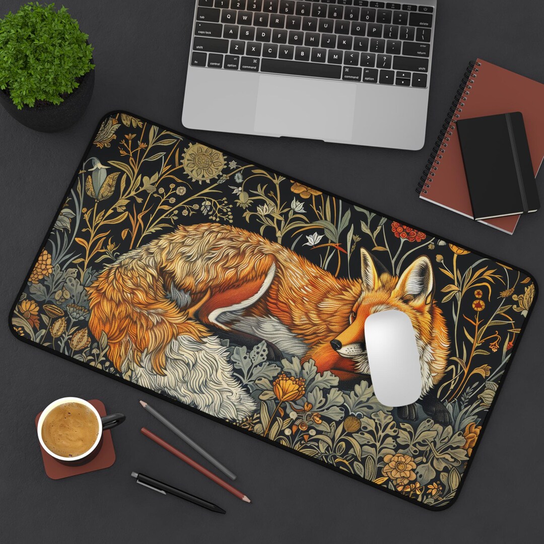 Forestcore Fox William Morris Inspired Cottagecore Desk Mat Office ...