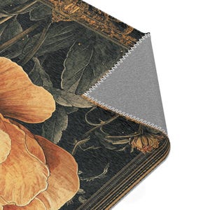 Vintage Botanical Bumblebee Rectangle Area Rug, Cottagecore Living Room ...