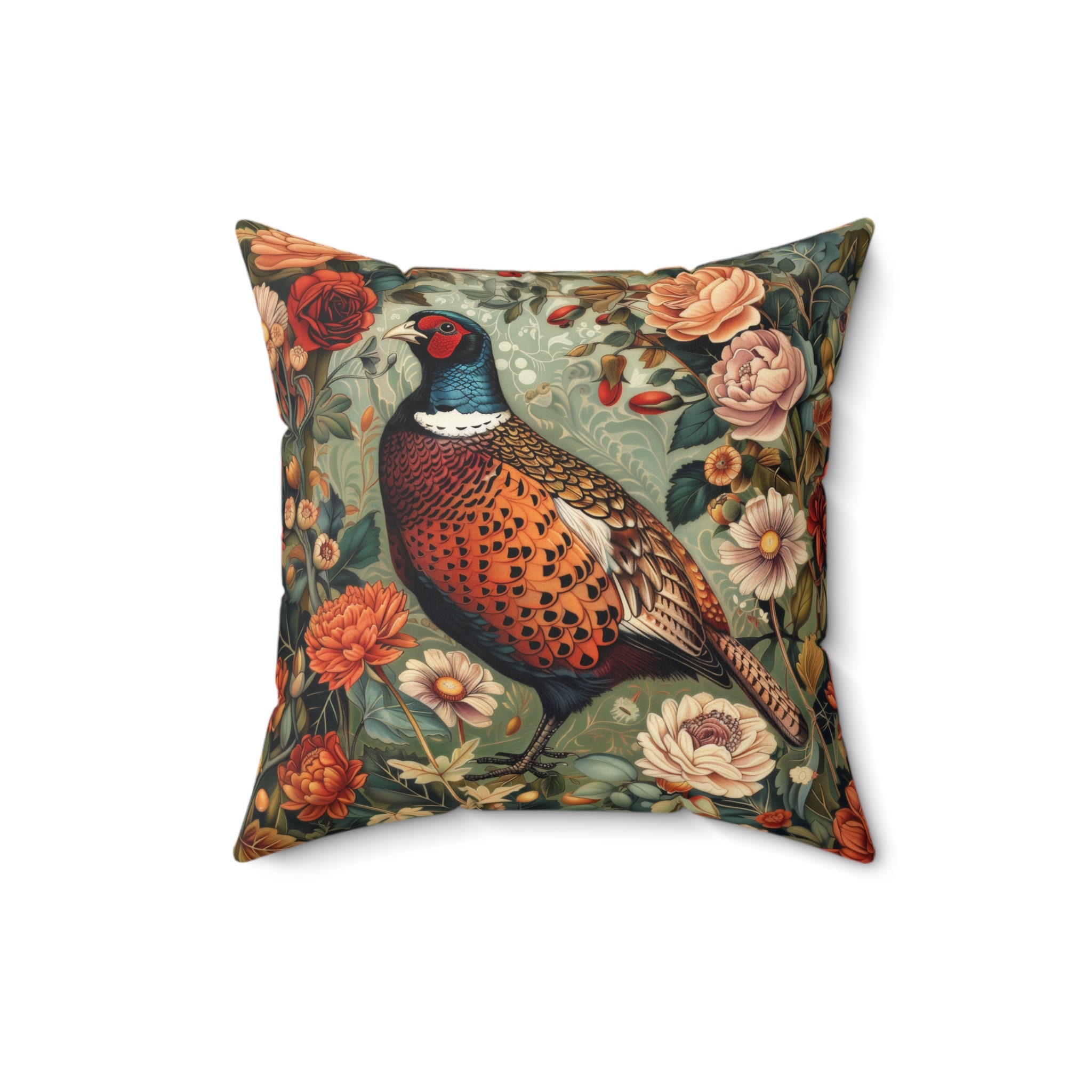 Botanical Pheasant Throw Pillow Decorative Pillow William Morris ...