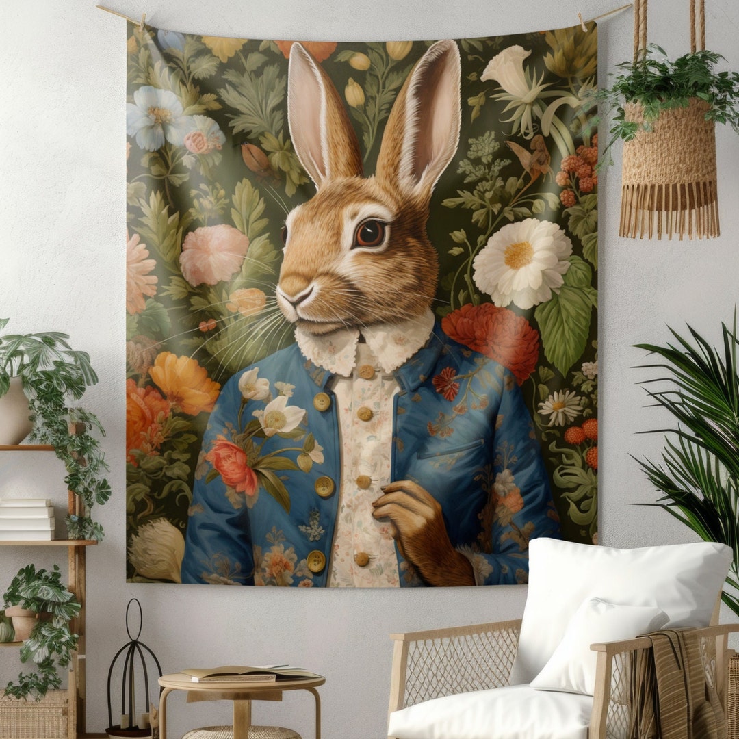 William Morris Inspired Peter the Rabbit Floral Cottagecore Indoor Wall ...