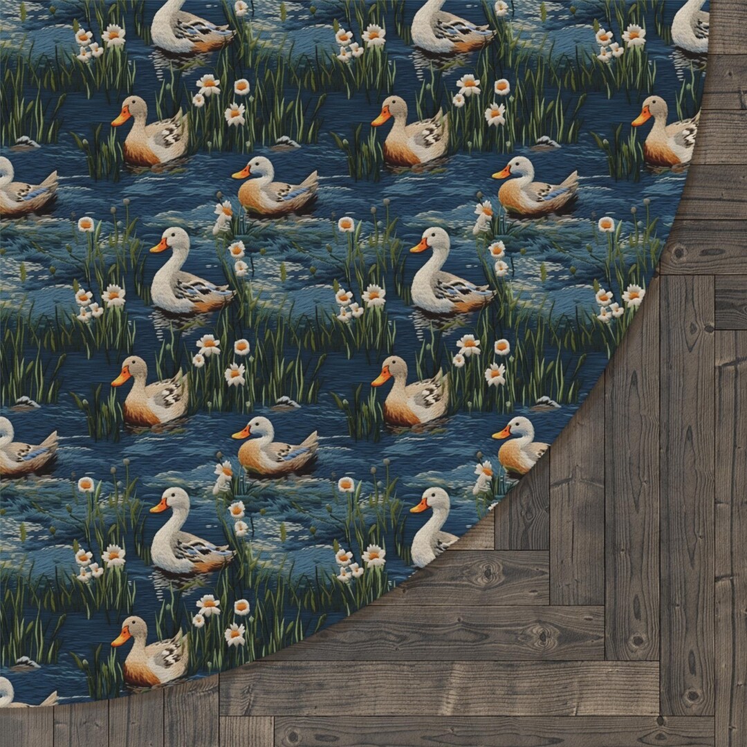 Woodland Ducks Embroidery Pattern Round Area Rug - Etsy